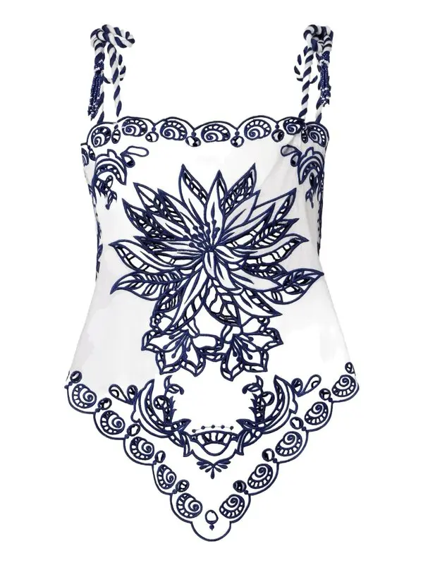 Farm Rio Sleeveless Top - White
