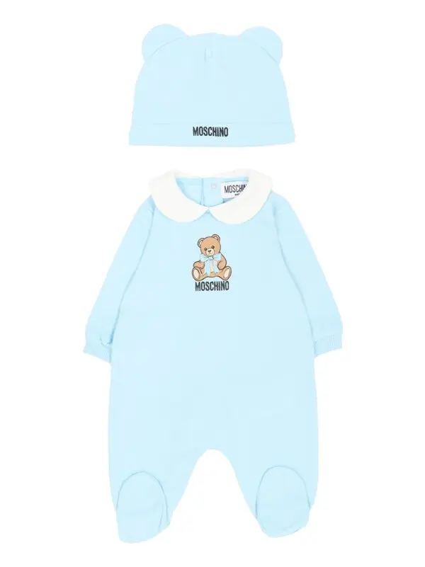 Moschino Logo-print Babygrow Set - Light Blue
