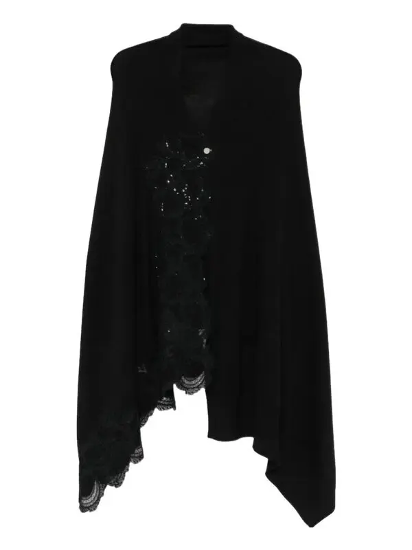 Ermanno Scervino Lace-embellished Draped Cardigan - Black