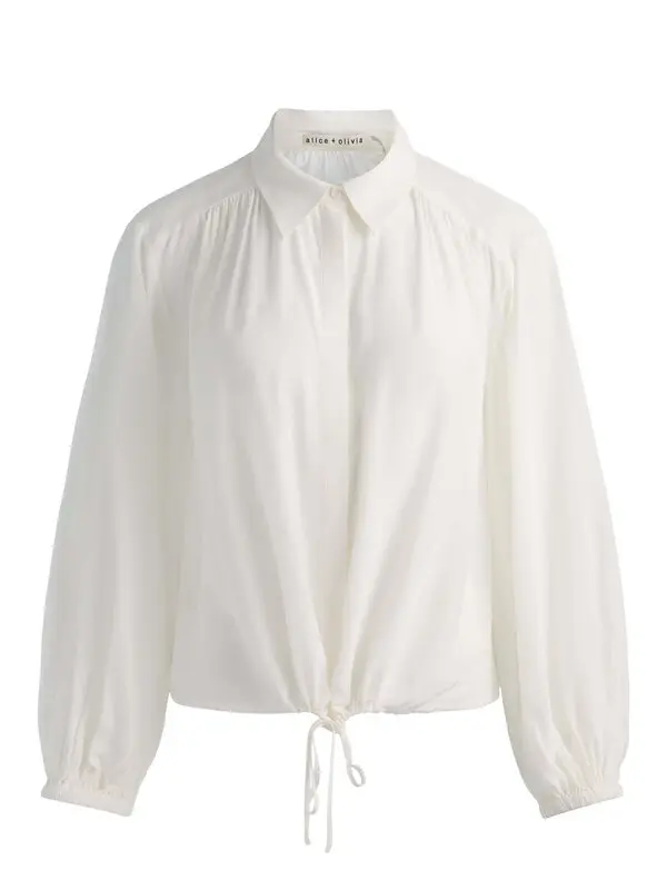 ALICEOLIVIA Margaux Tie Front Blouse - Off White