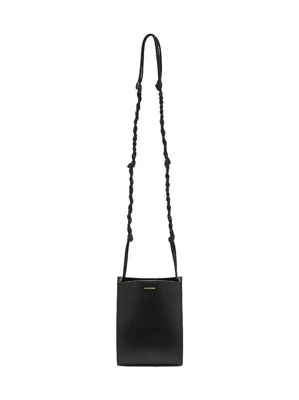 JIL SANDER Tangle Leather Phone Shoulder Bag - Black