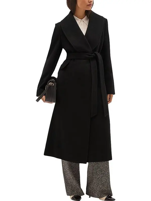 HOBBS LONDON Sara Wool Belted Coat - Black
