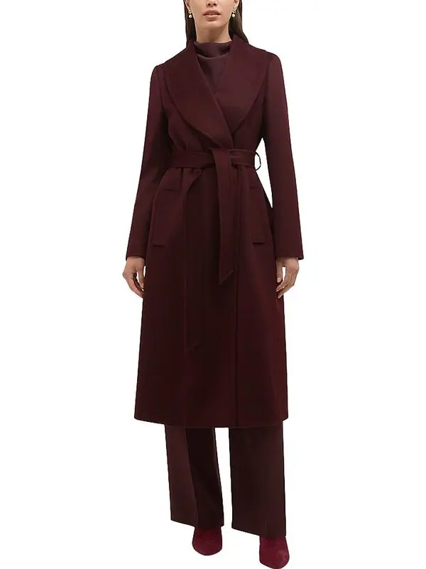 HOBBS LONDON Sara Wool Belted Coat - Malbec Purple