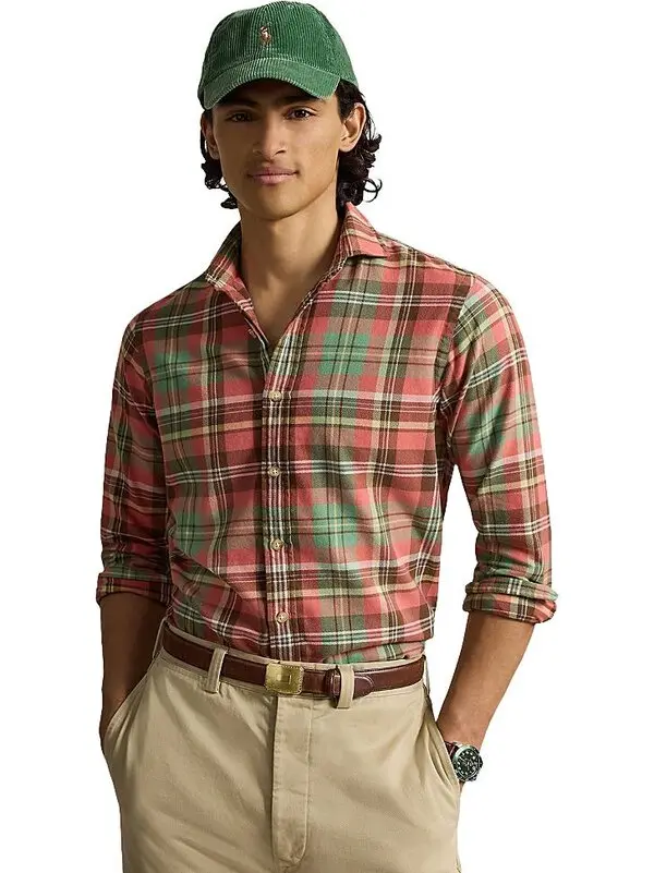 Polo Ralph Lauren Cotton Classic Fit Plaid Flannel Shirt - Orange Multi