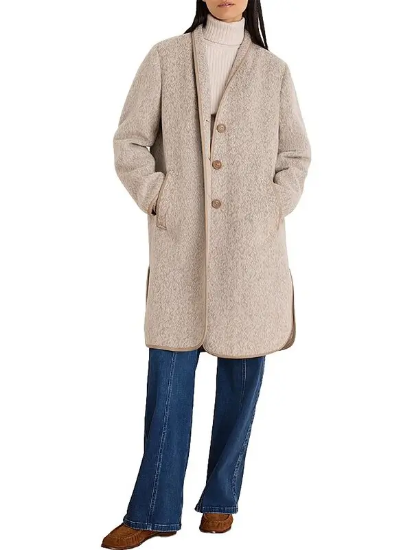 NIC+ZOE Jacquard Side Slit Top Coat - Neutral Multi