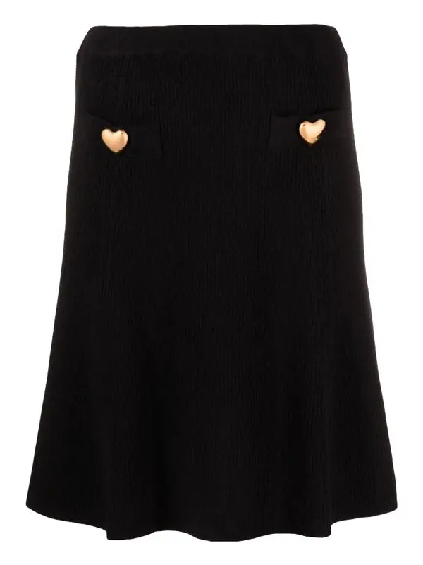 Moschino Heart-embellished Virgin-wool Skirt - Black