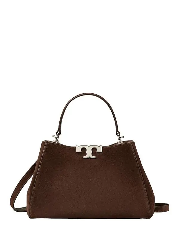 Tory Burch Eleanor Medium Suede Satchel - Dark Cocoa