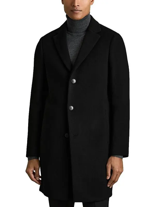 REISS Gable Wool Blend Overcoat - Black