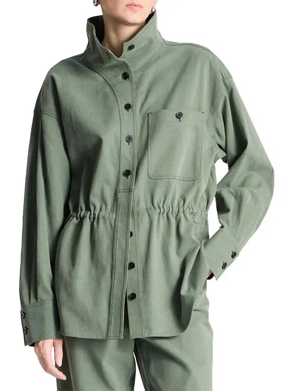 SAINT ART Hattie Button Front Shirt Jacket - Deep Forest
