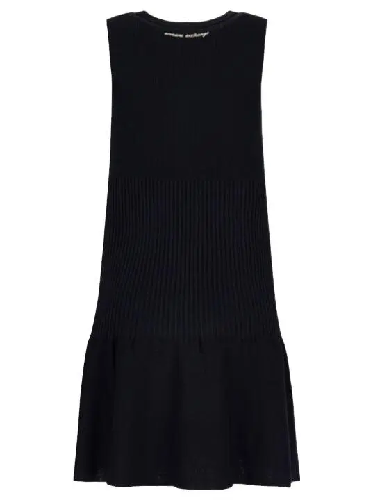 Armani Exchange Ribbed-knit Sleeveless Mini Dress - Black