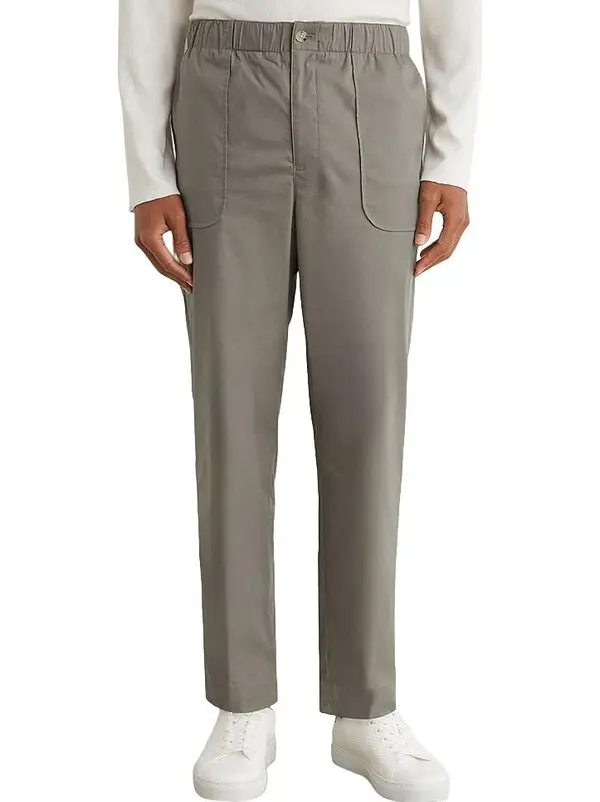REISS Snap Cotton Blend Tapered Pants - Sage Green