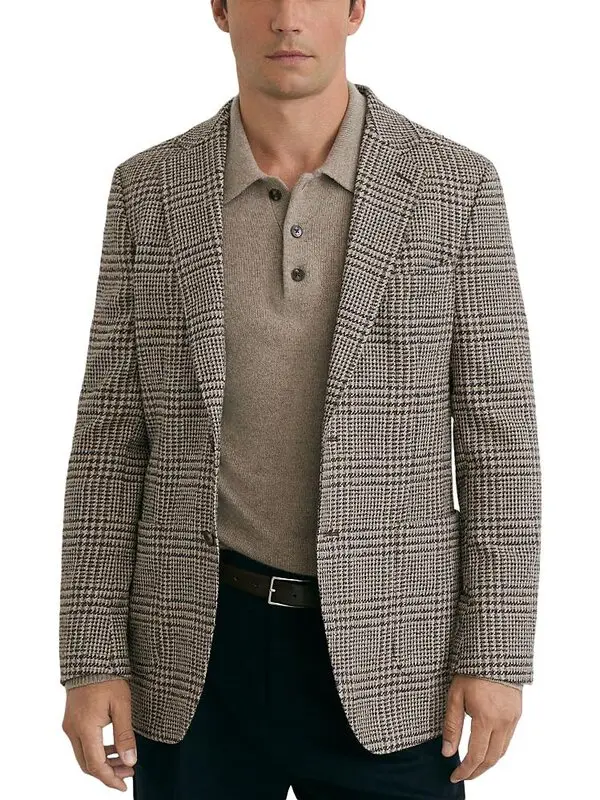 REISS Tuscan Wool Blend Blazer - Brown/white