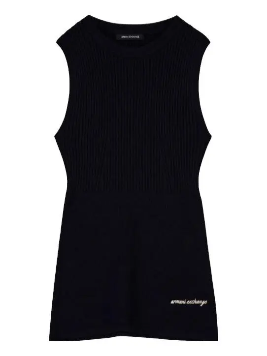 Armani Exchange Slim-fit Knit Top In Recycled Viscose Blend - Black