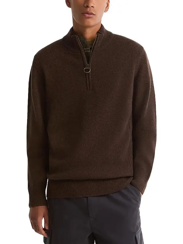 Barbour Holden Wool Half Zip Sweater - Dark Oak