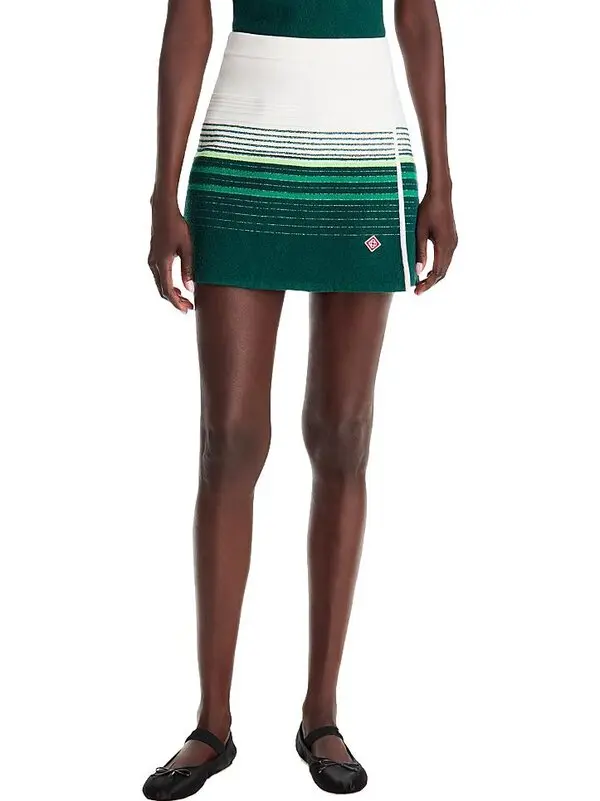 Casablanca Boucle Stripe Mini Skirt - White/green