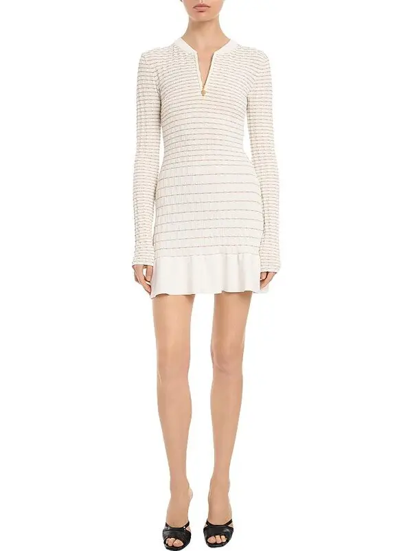 Casablanca Pleated Mosaic Mini Dress - White