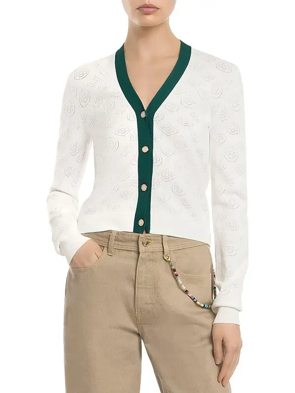 Casablanca Pointelle Monogram Cardigan - White