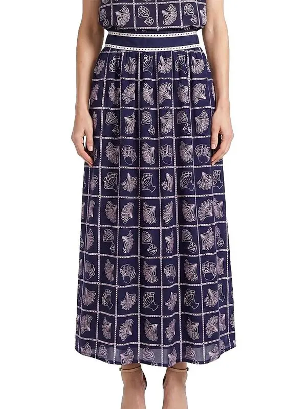 CARTOLINA Celine Eyelet Midi Skirt - Midnight Blue