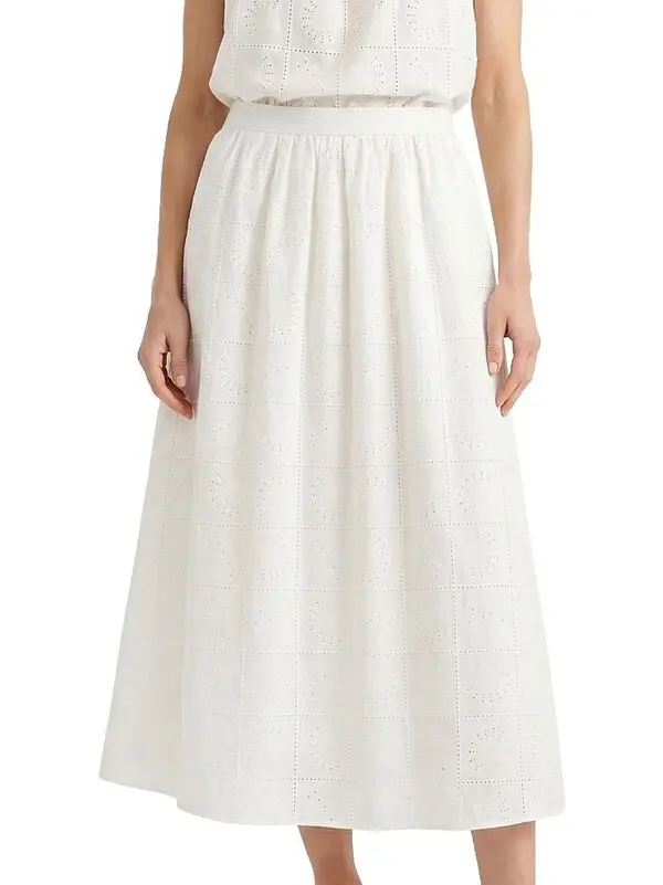 CARTOLINA Celine Eyelet Midi Skirt - Soft White