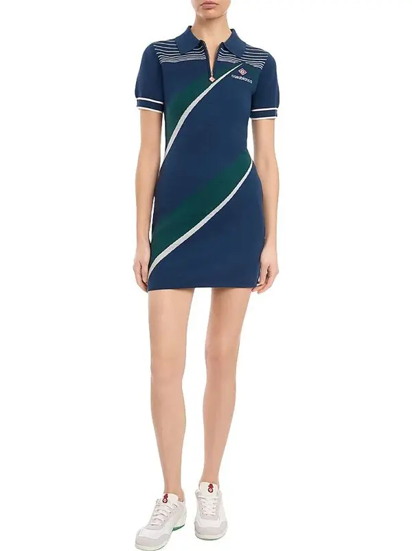 Casablanca Pyramid Jacquard Polo Mini Dress - Black