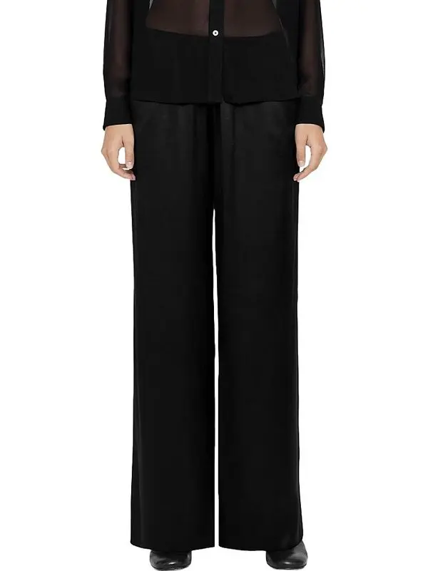 ALLSAINTS Lycia Satin Crepe Wide Leg Pants - Black