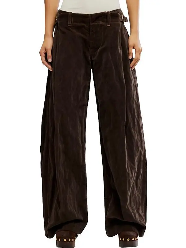 Free People Holding Onto This Cotton Blend Wide Leg Pants - Brown