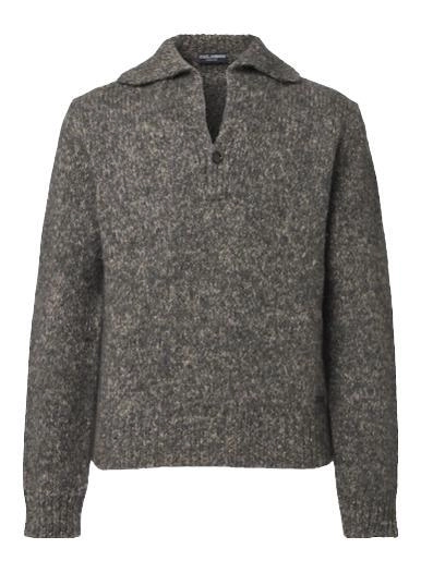 Dolce & Gabbana Solid Color Linen Polo Sweater - Black