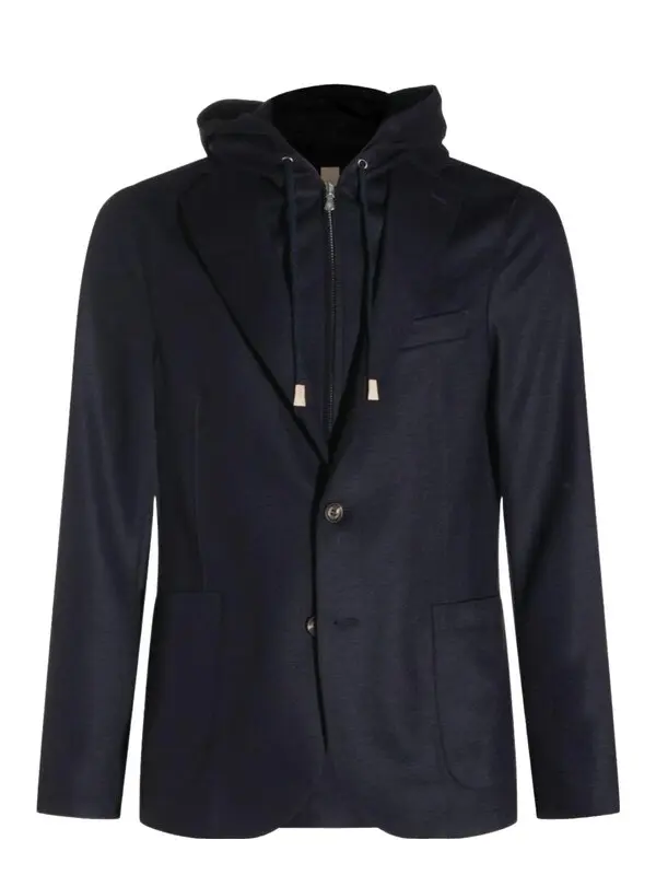 Eleventy Removable Hood Single-breasted Blazer - Blue