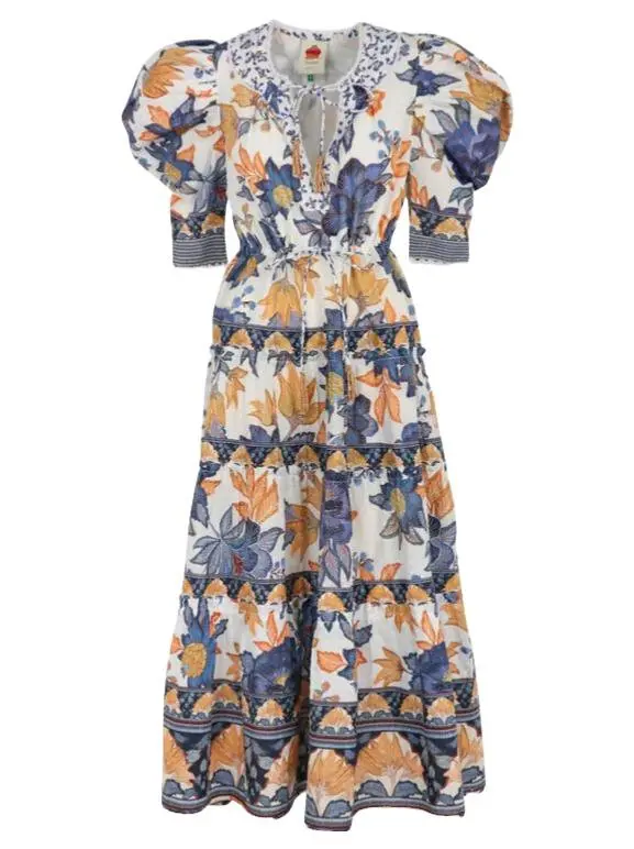 Farm Rio Short Sleeve Dress - Gray