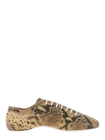 Dries Van Noten Snake-effect Leather Sneakers - Brown