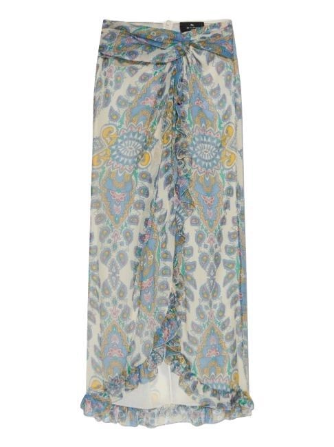Etro Ruffled Hem Printed Midi Skirt - Gray