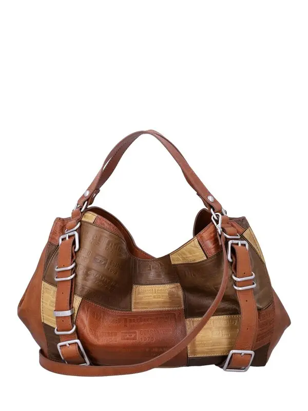 DIESEL® Patchwork Leather Shoulder Bag - Marrone