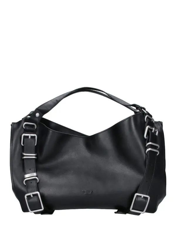 DIESEL® Leather Hobo Shoulder Bag With Top Handle - Black