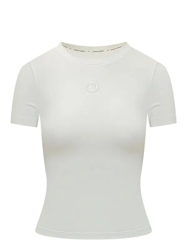 MARINE SERRE Mini Fitted Logo Short Sleeve T-shirt - White