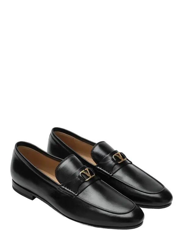 Valentino Garavani Vlogo Signature Loafers In Lamb Leather - Nero
