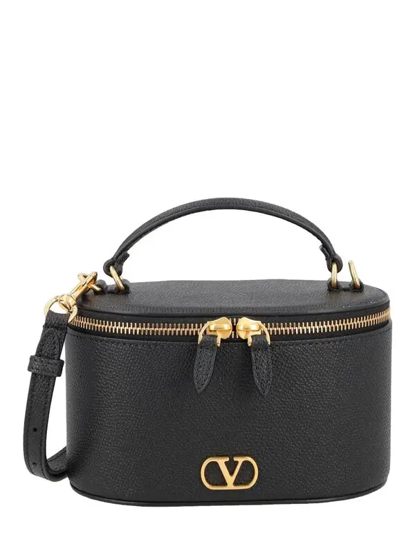 Valentino Garavani Vlogo Signature Mini Leather Handbag, 17 X 12 X 5 Cm - Black