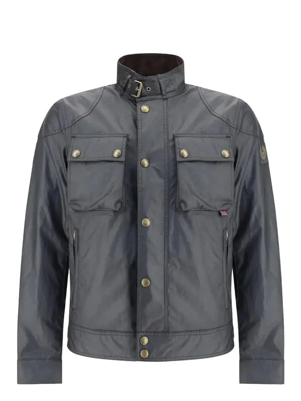 Belstaff Corduroy Jacket With Adjustable Throat Latch, Vents & Antique Brass Hardware - Nero