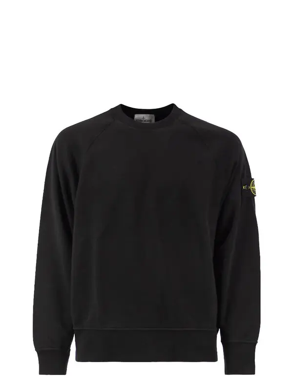 Stone Island Organic-cotton Fleece Sweatshirt - Black