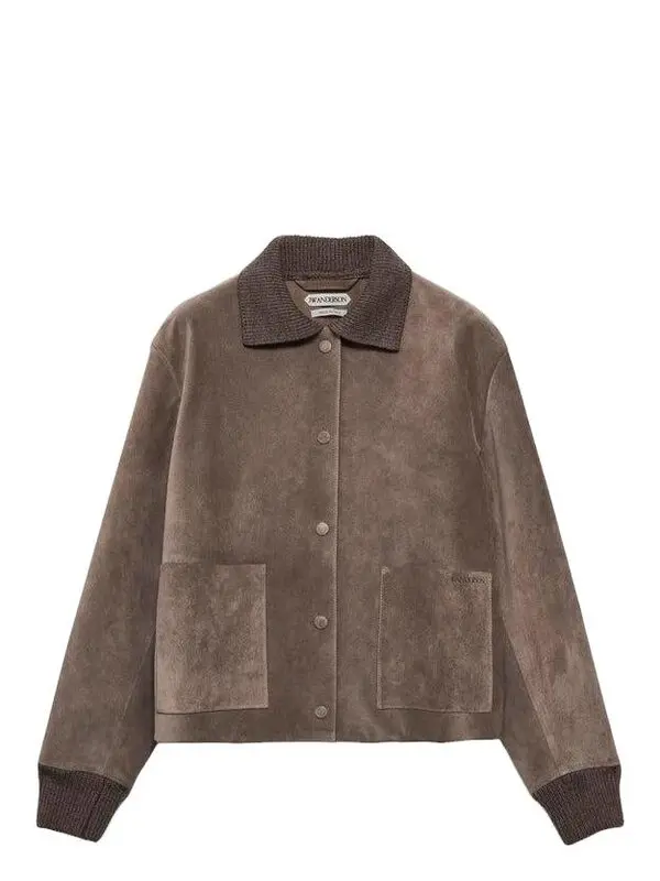 JW Anderson Suede Jacket In 100% Split Cow Suede - Mouse Grey