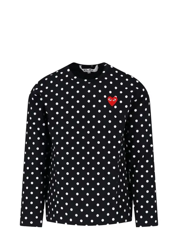 Play Comme Des Garcon Polka Dot Heart Logo Sweatshirt - Black