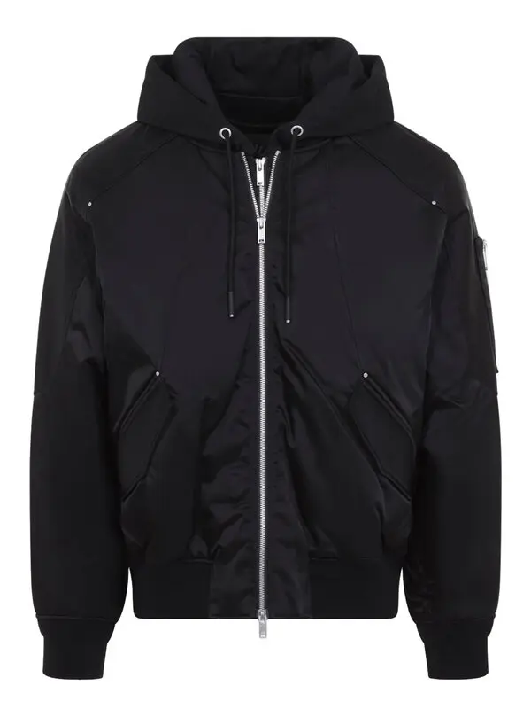 Moose Knuckles Georgie Satin Bomber Jacket With Recycled Nylon - Black