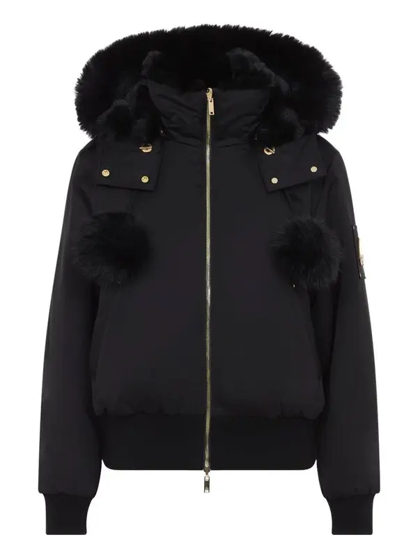 Moose Knuckles Luxury Satin Bomber Down Jacket - Black