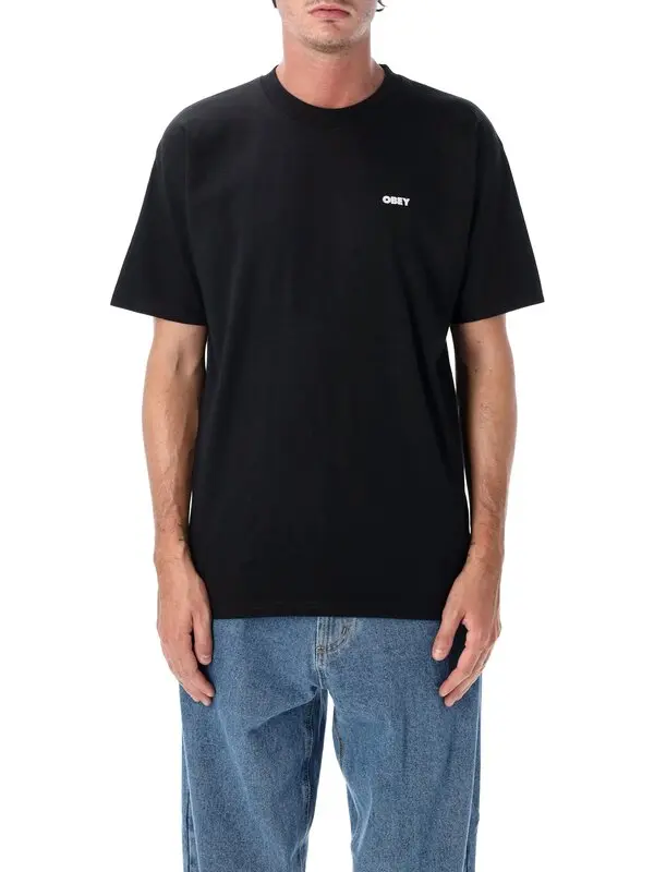 Obey Cotton Short Sleeve Logo T-shirt - Nero