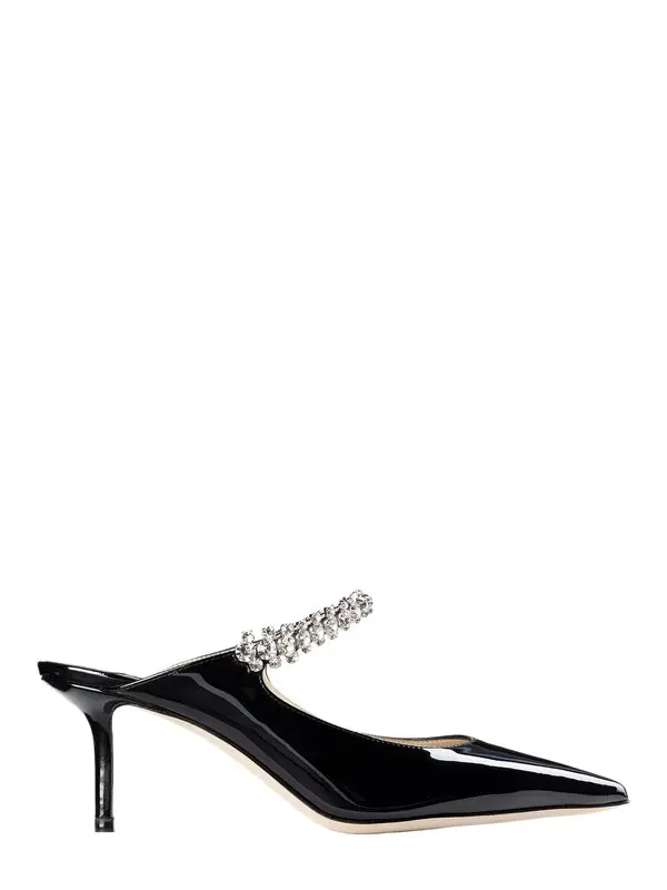 JIMMY CHOO Crystal-encrusted Strap Pointed-toe Leather Sandals With 65 Mm Heel - Black