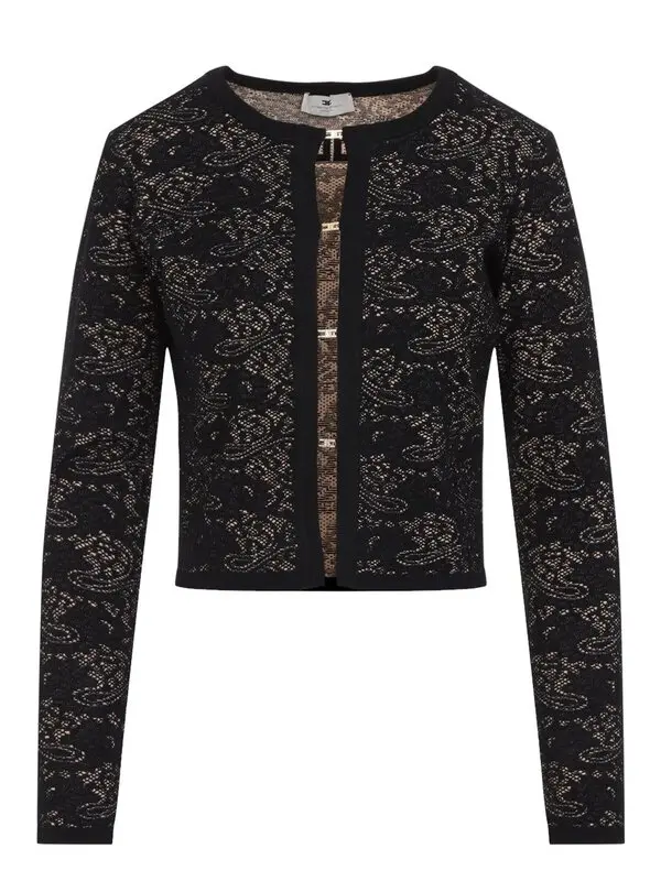 Elisabetta Franchi Lace-knit Cardigan Sweater - Black