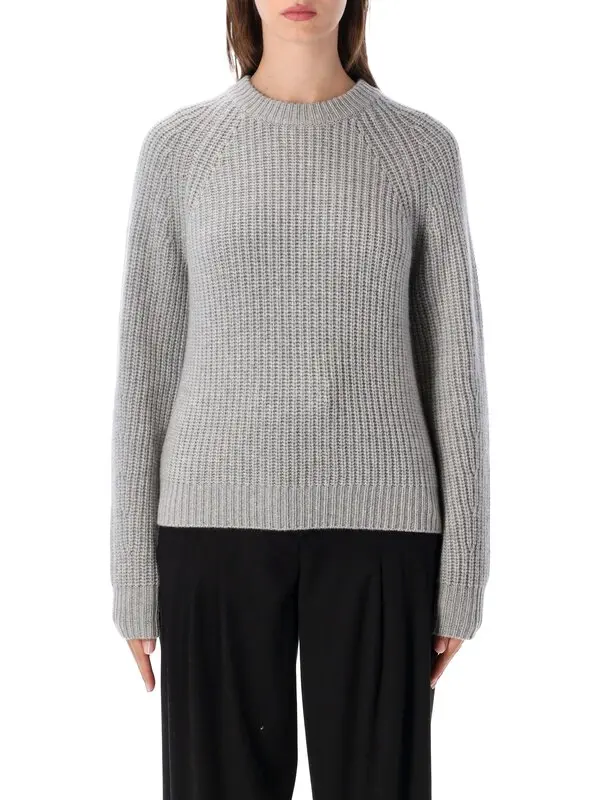 LISA YANG Cashmere Ribbed Crewneck Sweater - Dove Gray