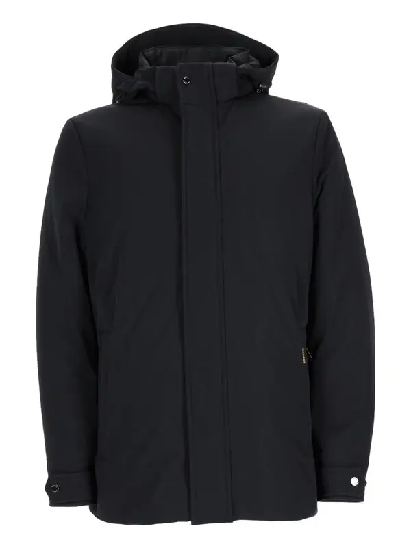 MOORER Stretch Paint-effect Trench Coat - Black