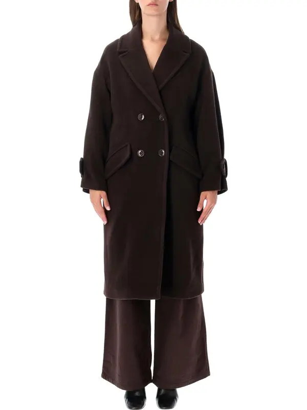 SESSUN Double-breasted Wool-blend Coat - Marrone