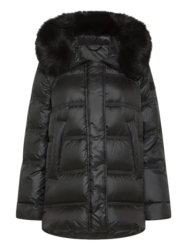 Peuterey Fur-trim Hooded Down Puffer Coat - Nero