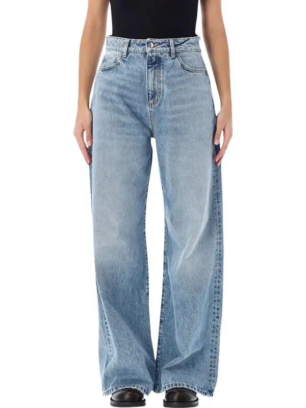 ICON DENIM LOS ANGELES High-waist Wide-leg Jeans - Mid Blue